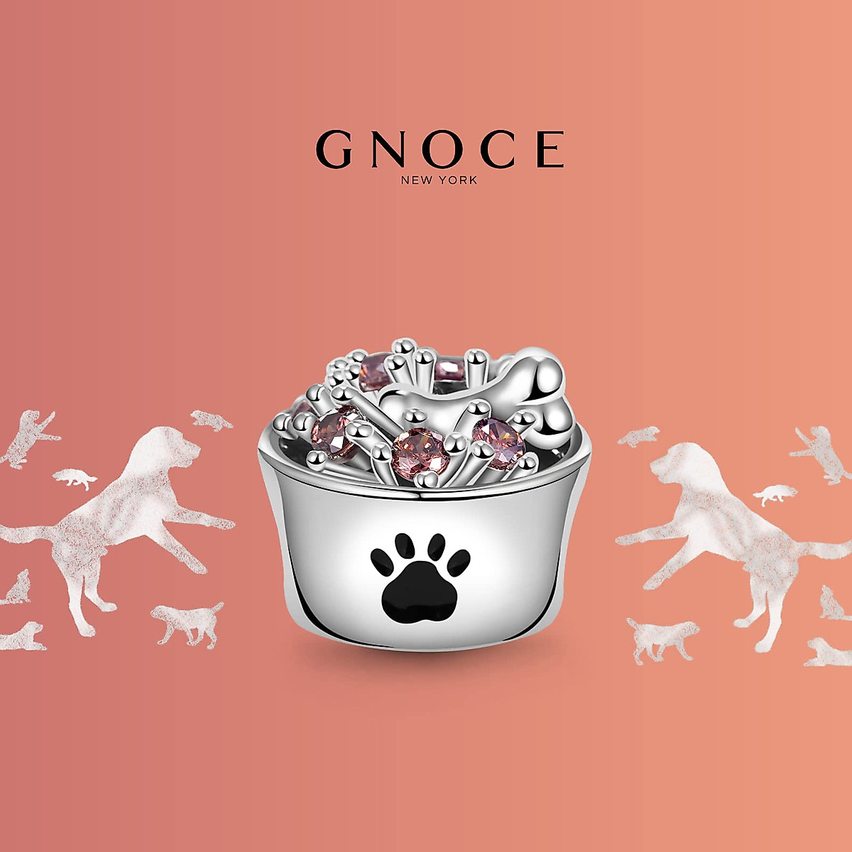 GNOCE Pet Food Bowl Charm Bead 925 Sterling Silver Charms Fits For Bracelet/Necklace Jewelry Gift For Women Wife