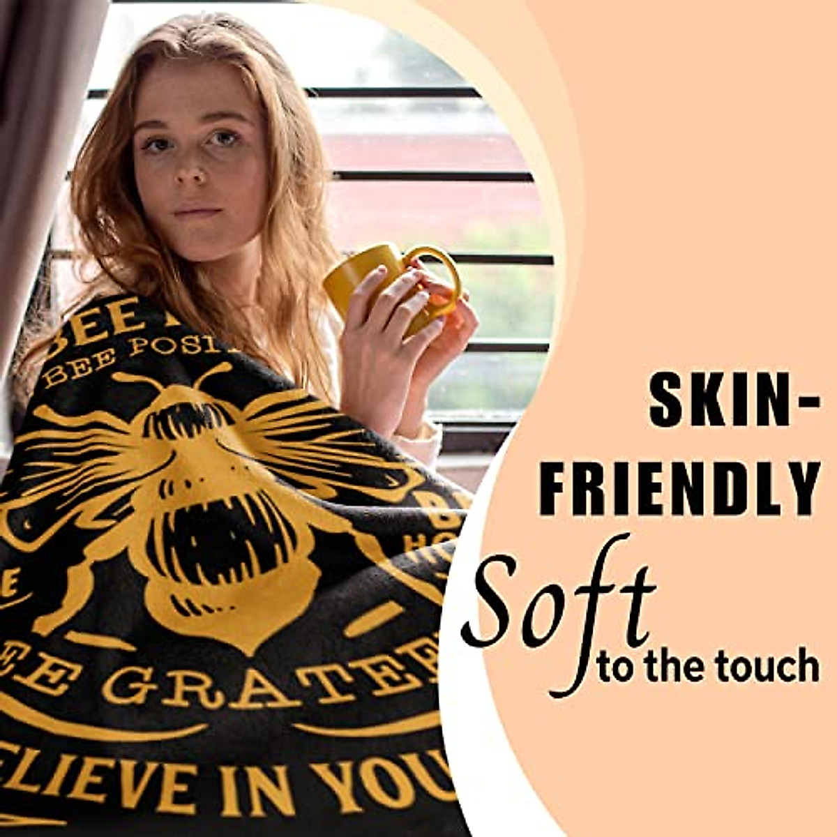 InnoBeta Bee Blanket, Bee Gifts for Women Men, Blanket with Bees and Sunflowers, Flannel Throw Blanket, Bee Themed Gifts for Bee Lovers, Bee Gift Idea for Birthday, Christmas, 50"x 65"