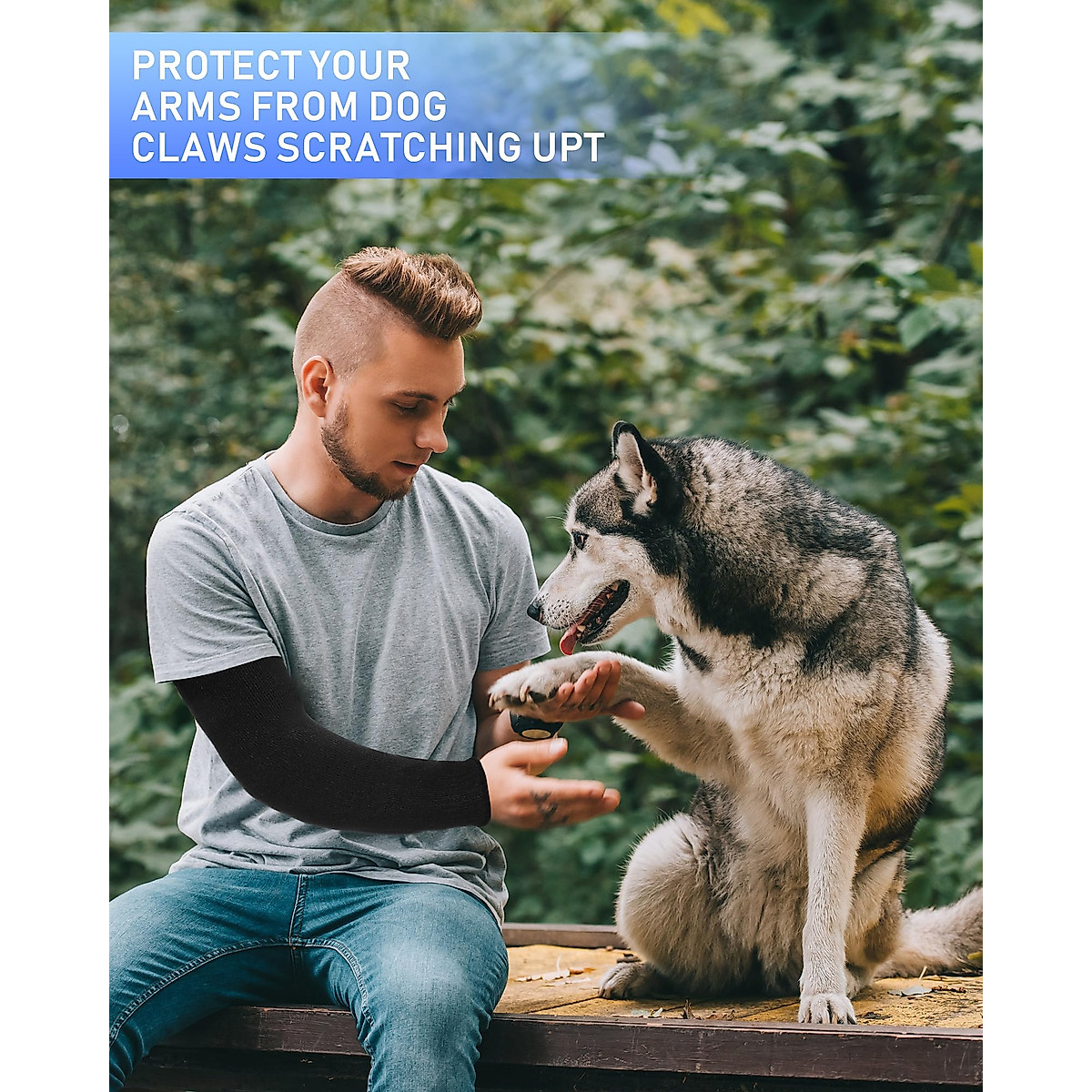 Geyoga 2 Pairs Cut Resistant Sleeves Thin Arm Protectors Arm Guard for Thin Skin and Bruising Arm Sleeves for Men Women (Black)