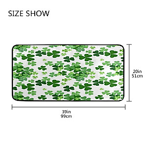 Lucky Clover Shamrocks Kitchen Rugs Non-Slip St Patrick Kitchen Mats 39 x 20 Inches Bath Runner Rug Doormats Area Mat Rugs Carpet Cushioned Mat for Home Decor
