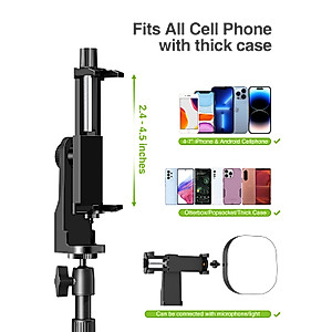 Elitehood Newest Ultra-Stable Overhead Tripod for iPhone – Heavy Duty Aluminum Tripod & 25in Horizontal Long Phone Arm, Tall Phone Stand Mount for Recording, 360°Adjustable iPhone Tripod Stand
