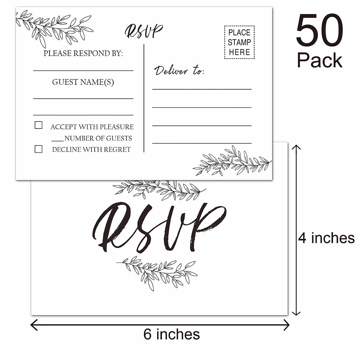 EKSPLODI 50 RSVP Cards, RSVP Postcards, Response Card, Blank RSVP Reply, RSVP for Wedding, Rehearsal Dinner, Baby Shower, Bridal Shower, Birthday, Engagement, Bachelorette Party Invitations.