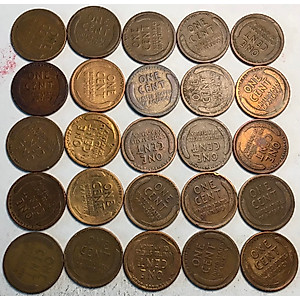 1915 P Lincoln Wheat Cent Penny Half Roll (25) Coins Penny Seller Good