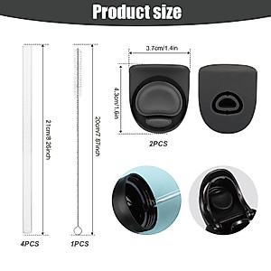 2pcs Replacement Stopper Cap Compatible with Owala Freesip 24oz 32oz, with 4 Reusable Replacement Plastic Straws 1 Cleaning Brush Seal Water Bottle Top Lid Accessories