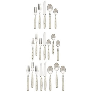 Ginkgo International Lyon 20-Piece Stainless Steel Flatware Place Setting, Ivory, Service for 1