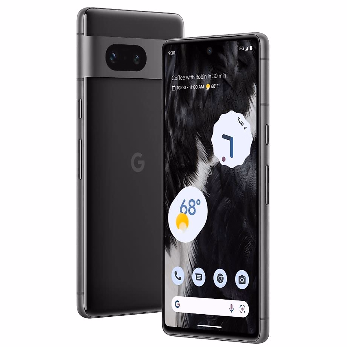 Google Pixel 7 5G 128GB 8GB RAM 24-Hour Battery Factory Unlocked for All Carriers Global Version - Obsidian, Black