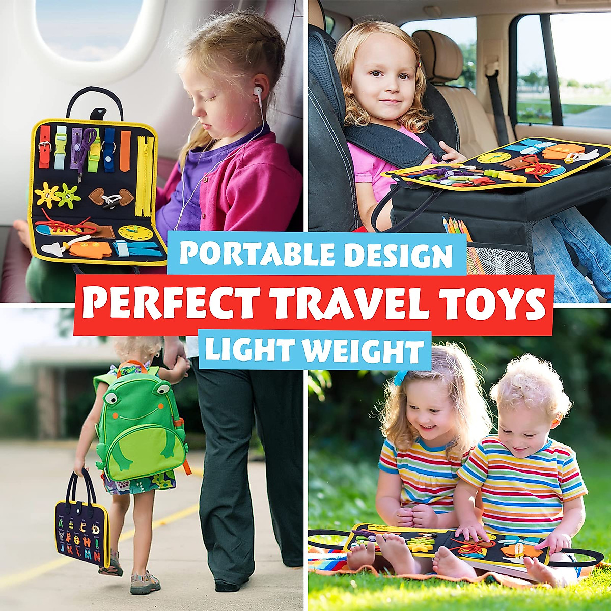 Busy Board Montessori Toys for Toddlers 2-4, Sensory Board Busy Book for Toddler Travel Toys Preschool Learning Activities Educational Toys for Toddlers 2 3 4 Year Old Boys Girls