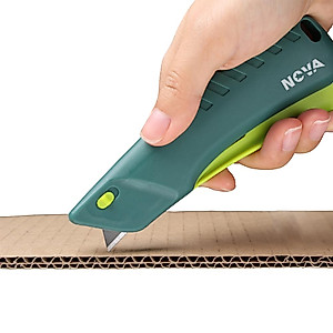Nova Smart-retracting Squeeze Trigger Knife, Safety Box Cutter, Utility Knife, Ambidextrous Design, Replaceable and Durable Blade, Ideal for Cutting Boxes