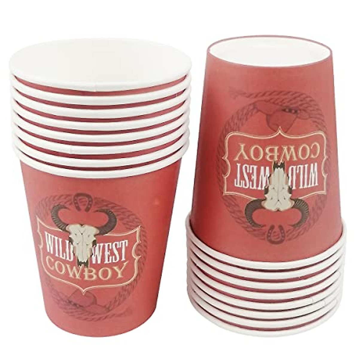 CIEOVO Rodeo Western Cowboy Party Supplies - Serves 16 Guest Includes Dinner Paper Plates, Cups and Napkins Perfect for Western Cowboy Theme Birthday Baby Shower Parties Decoration