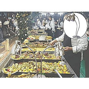 LINKANRUO Food Heat Lamp Freestanding - Double Head Multi-Directional Adjustment Catering Food Warmer Lights for Pizza Steak Fried Chicken - Ideal for Parties and Buffets Lamps(Gold)