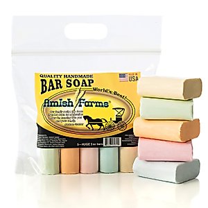 Amish Farms Original Recipe All Natural Soap Bar - Made in USA, Handmade, Vegan Moisturizing for Sensitive Skin - Women & Mens Bar Soap or Mens Soap - Wildflower Scent 5 Oz Each (5 Bars) Colors Vary