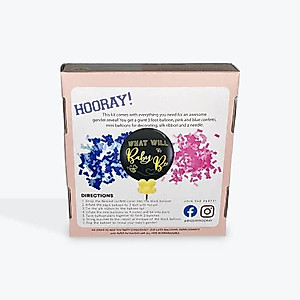 What Will Baby Bee Gender Reveal Balloon - 36" Black Balloon - Pink and Blue Confetti for Boy or Girl - Baby Shower Gender Reveal Party Supplies Decoration Kit