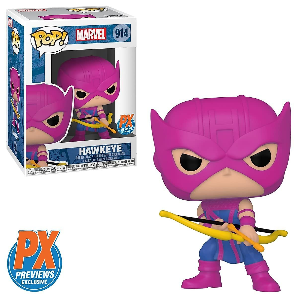 Funko POP Marvel: Avengers - Classic Hawkeye (PX Previews Exclusive) Pop! Vinyl Figure (Bundled with Compatible Pop Box Protector Case), Multicolored, 3.75 inches