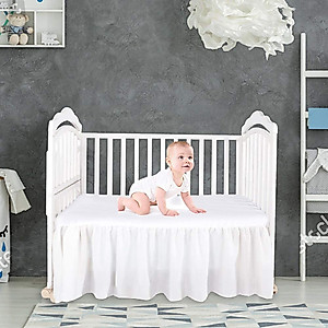 Crib Bed Skirt Dust Ruffle - Crib Dust Ruffle with Split Corners - Baby Crib Bedskirts 600TC 100% Cotton - Nursery Crib BeddLing Infants Toddler Bedskirt - 14" Drop (28"x52" - Standard, White)