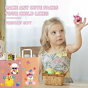GonLei 24pcs Easter Stickers for Kid, Make-a-face Easter Stickers for Child Easter Egg Farm Animal Rabbit Chicks Sheeps DIY Sticker for Crafts Family Schools Classroom Activities Party Favor Supplies