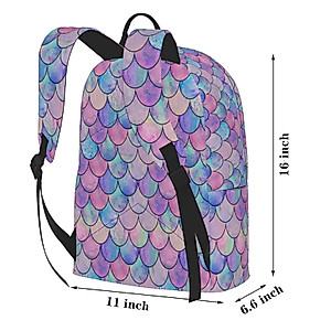 Delerain 16 Inch Backpack Mermaid Scales Laptop Backpack School Bookbag Travel Shoulder Bag Casual Daypack