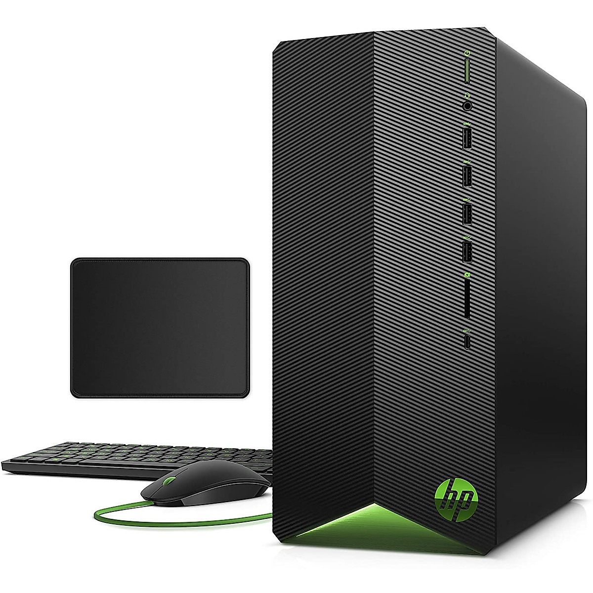 HP Pavilion Gaming Premium Desktop | AMD Ryzen 7-5700G 8-Core Upto 3.8GHz | 32GB RAM | 1TB SSD+1TB HDD | NVIDIA GeForce RTX 3060 | Windows 10 Home | Keyboard and Mouse | with Mouse Pad Bundle, Black