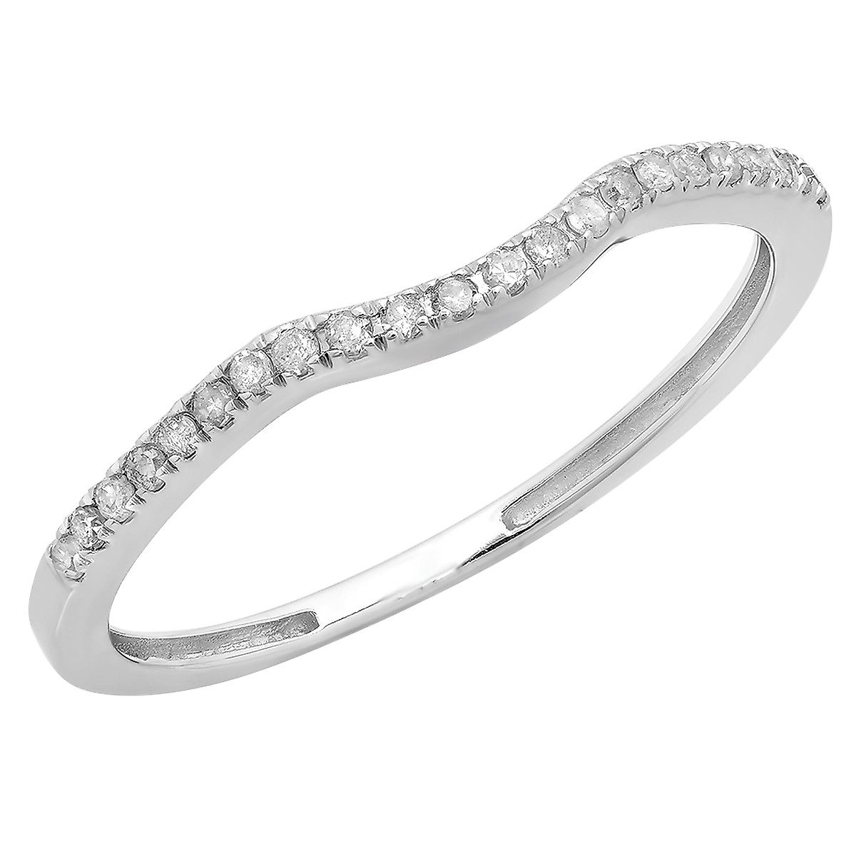 Dazzlingrock Collection 0.15 Carat (ctw) Round White Diamond Contour Wedding Ring Enhancer Guard Band for Her in 14K White Gold Size 8