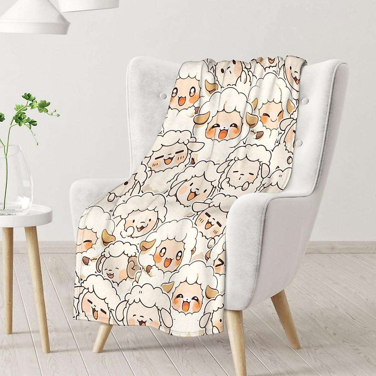 Sheep Throw Blanket - Soft, Fuzzy & Warm - 40x50 Inches Small Blanket for Couch, Sofa - White Cute Throw Gift for Boys, Girls