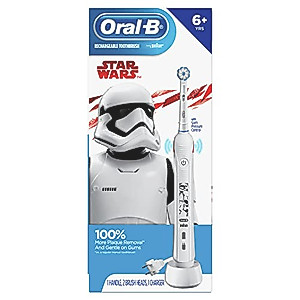 Oral-B Kids Electric Toothbrush with Replacement Brush Heads, Featuring Star Wars, for Kids 6+