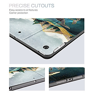 iPad 9Th Generation Case,iPad Case 9Th Generation,iPad 7Th Generation Case,iPad 8Th Generation Case 10.2 Multi-Angle Viewing Adjustable Stand Auto Wake/Sleep Whales Swimming in The Deep Sea Mountain