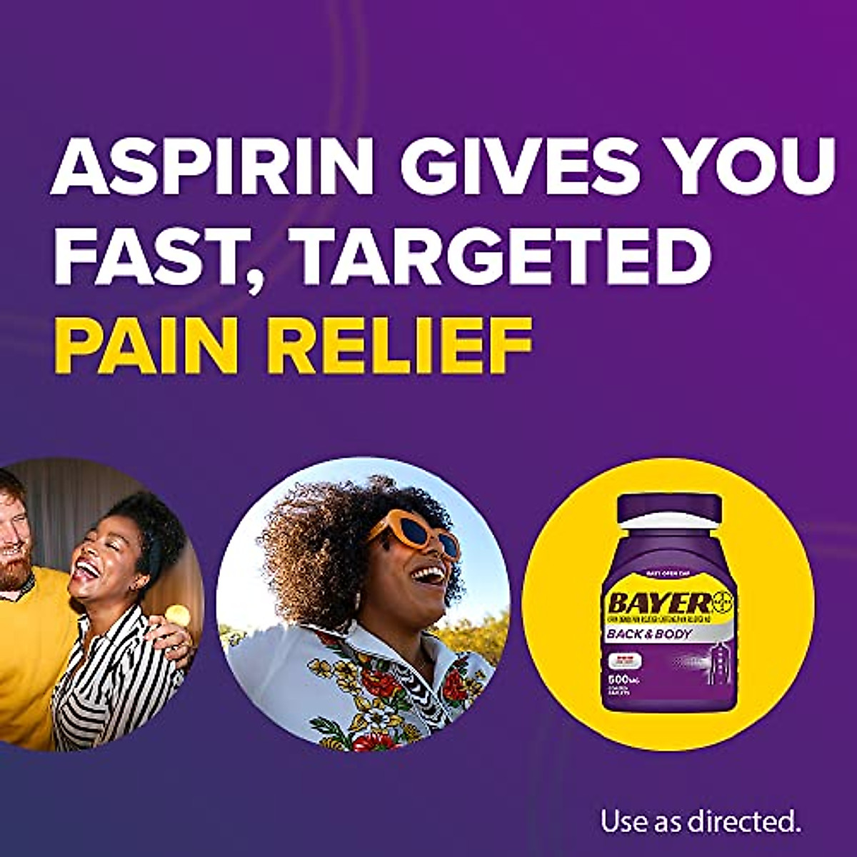 Bayer Back & Body Extra Strength Aspirin, 500mg Coated Tablets, Fast Relief at the Site of Pain, Pain Reliever with 32.5mg Caffeine, 200 Count