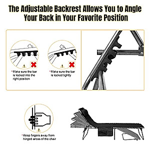 Heavy Duty Folding Chaise Lounge Chairs for Outside Beach Patio Pool Lawn Sunbathing Sun Tanning Lightweight Adjustable 5-Position Lay Flat Portable Trifold Outdoor Lounge Chair for Camping Deck