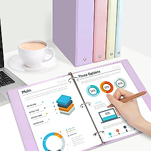 SUNEE 1/2 Inch Binders 3 Ring 4 Pack, Clear View Binder Three Ring PVC-Free (Fit 8.5x11 Inches) for School or Office Supplies, Assorted Pastel Binder