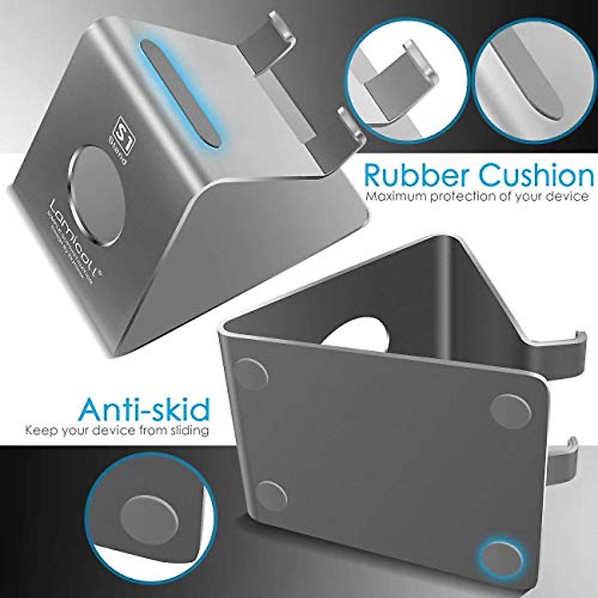 Lamicall Cell Phone Stand, Phone Dock : Cradle, Holder, Stand, Compatible with Phone 12 Mini 11 Pro Xs Xs Max Xr X 8 7 6 6s Plus 5 5s 5c All Android Smartphone Charging, Accessories Desk - Gray