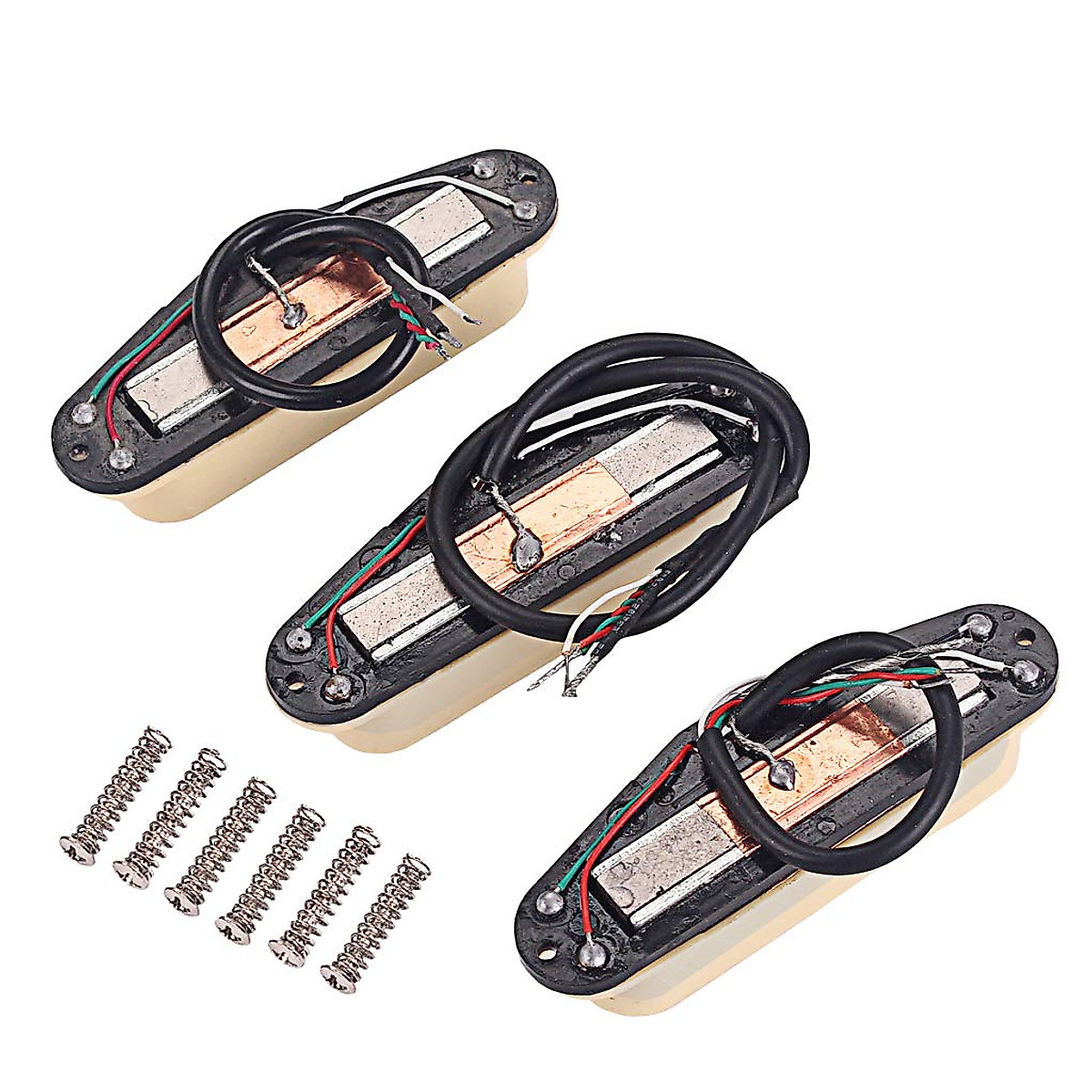 Alnicov Set of 3 Alnico V Single-Coil-Sized Humbuckers Neck/Middle/Bridge Pickups for Stratocaster Electric Guitar Replacement 12K(N)/14K(M)/16K(B)