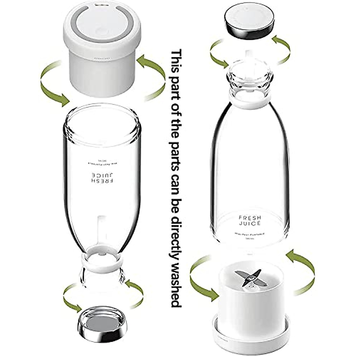 OTPEIR Personal Size Blender, Portable Blender, Battery Powered USB Blender (White)
