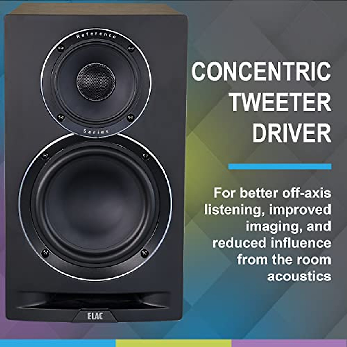 ELAC Uni-Fi Reference 3-Way 6-1/2" Bookshelf Speakers, Pair of Bookshelf Speakers System for Home Entertainment, Black Baffle with Walnut Sides