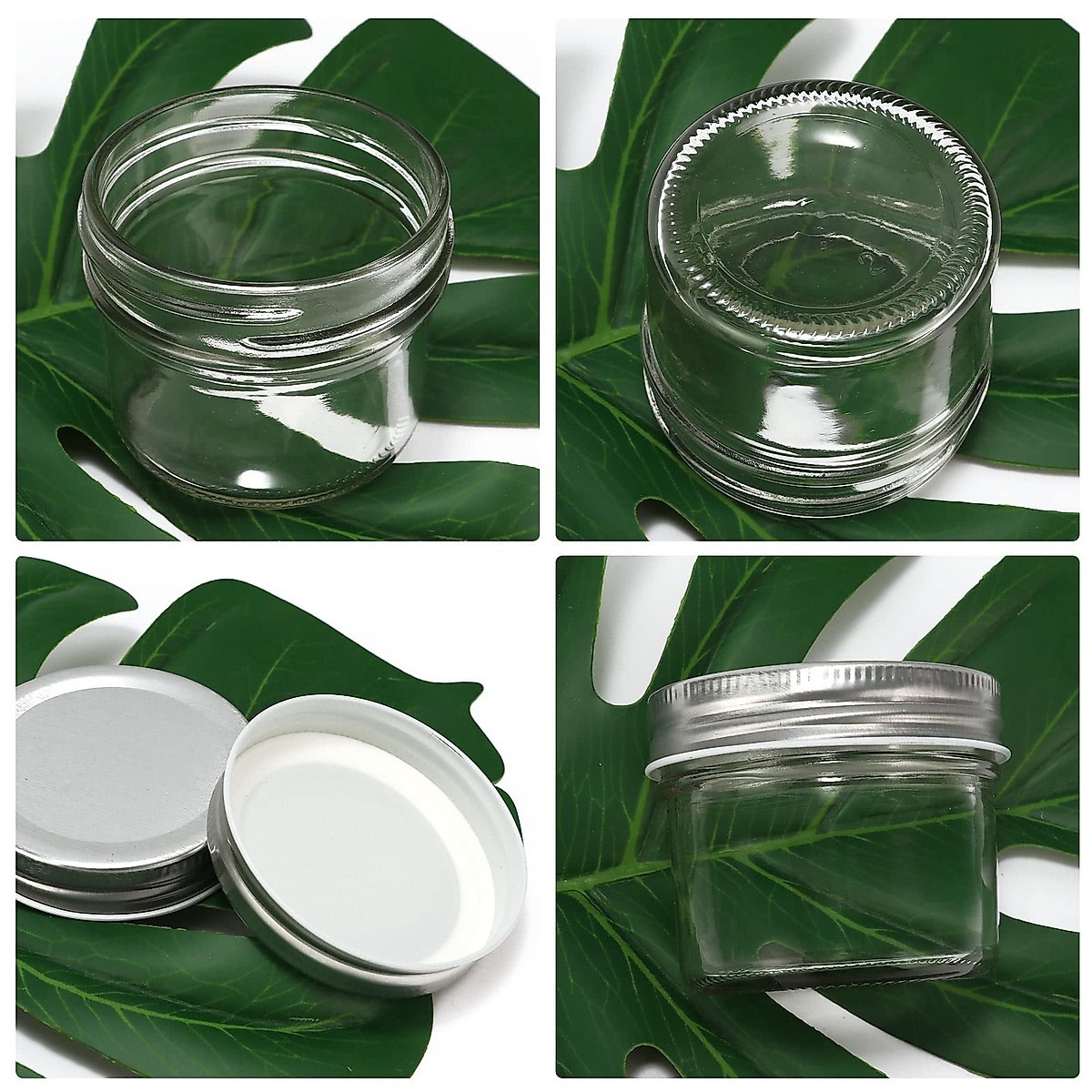 Waymind 4oz Glass Jars With Silver Lids,Mason Jars,Glass Jars with Airtight lids,Ideal for Honey,Jam,Baby Foods,Wedding Favor,DIY Magnetic Spice Jars,Mini Spice Jars for Kitchen,Set of 40