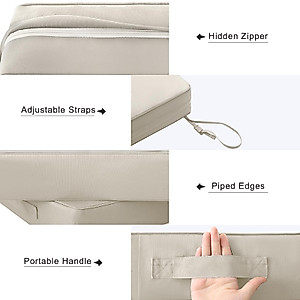 Favoyard Outdoor Loveseat Cushion Set 46 x 26 Inch Waterproof & 3-Year Fade Resistant Patio Furniture Cushions with Removable Cover, Ties and Hidden Zipper for Sofa Bench Couch pads Set of 3, Beige