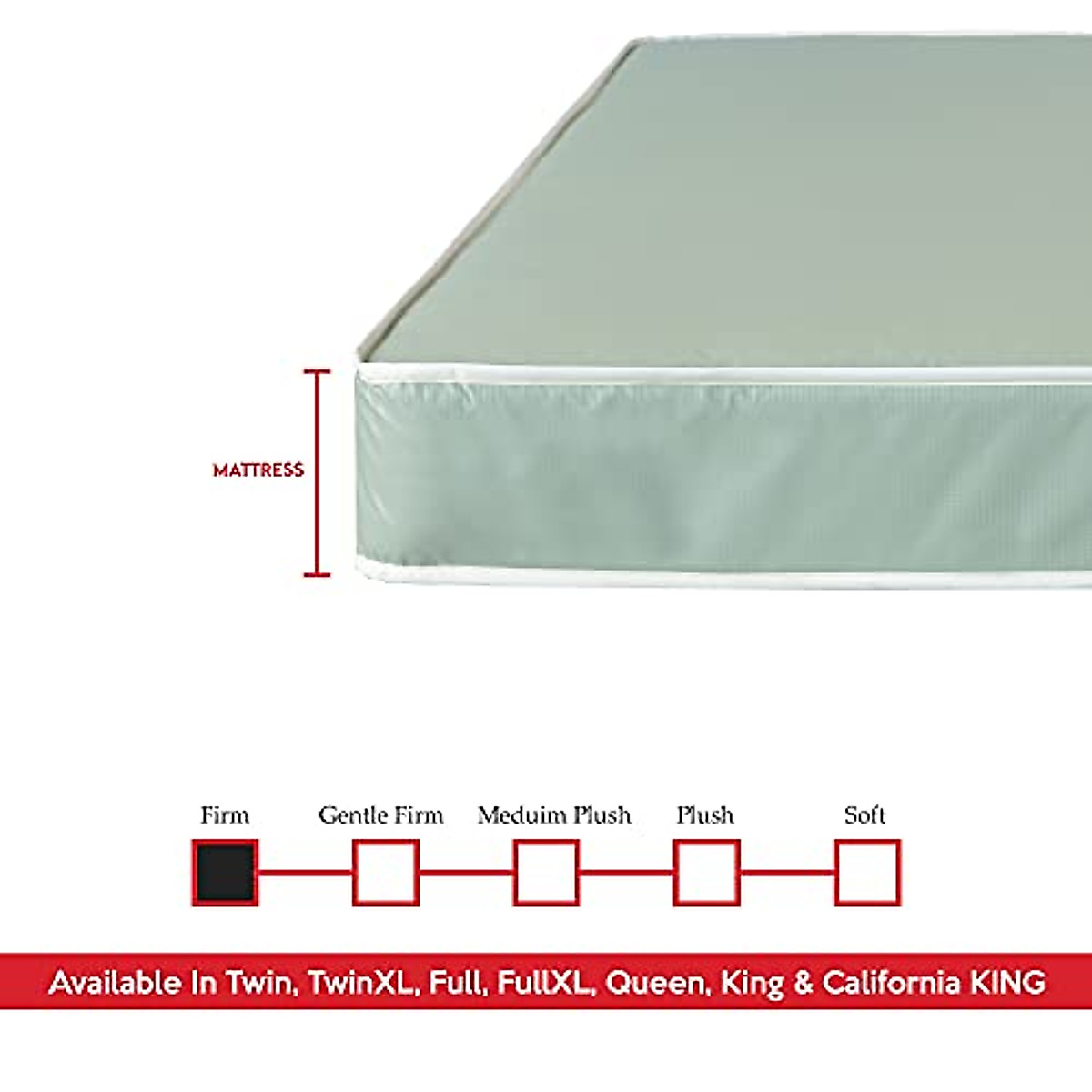 Mattress Comfort, 8-Inch Firm Double Sided Tight top Waterproof Vinyl Innerspring Mattress, Twin