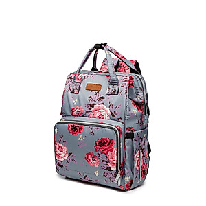 Diaper Bag Backpack, Baby Bag with Changing Pad, Waterproof Multifunction Nappy Bag,Maternity Travel Back Pack for Mom&Dad (Floral)
