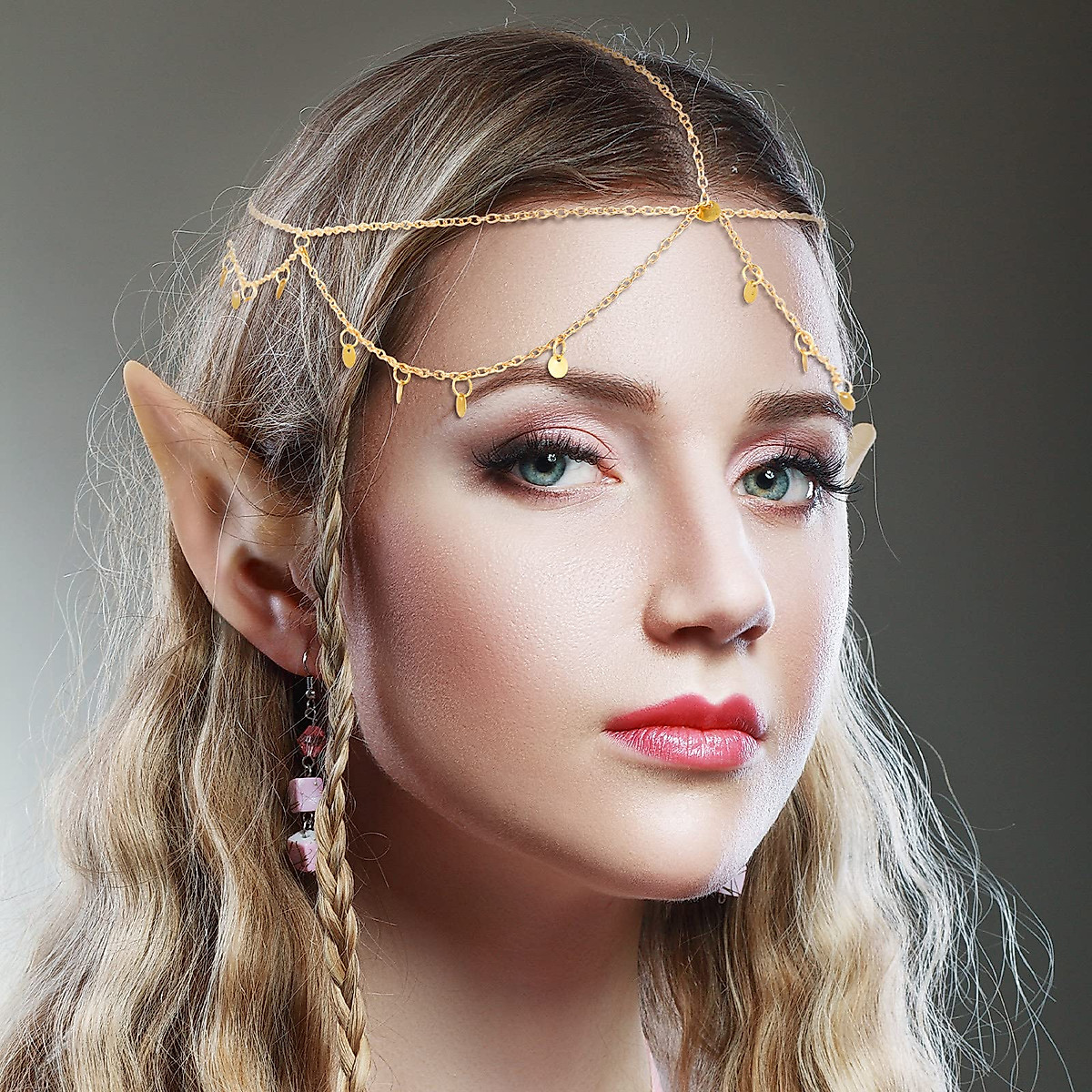 MTLEE 6 Pcs Gold Head Chain Jewelry Boho Bridal Headpiece Turquoise Tassel Headbands Boho Hair Accessories for Women Girls