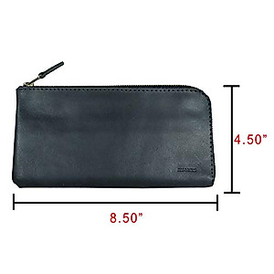 Hide & Drink, Long Zippered Wallet Handmade from Full Grain Leather (Charcoal Black)