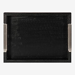 Kate and Laurel Heller Modern Rectangular Tray, 12 x 16, Black, Wood Tray for Storage and Display