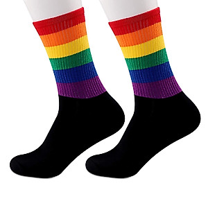 JXGZSO 2 Pairs Gay Pride Rainbow Socks LGBTQ Pride Flag Be Gay Do Crime Rainbow Socks Pride Gifts Lesbian Pride