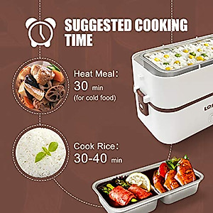 Electric Lunch Box Portable Food Warmer for Home Office Work 110V Double Layers 304 Stainless Steel with Removable Compartments Food Container with Spoon (2 Layers)