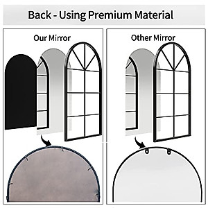 ironsmithn Wall Mirror Mounted Decorative Long Hanging Arched Window Frame Decor Wall-Mounted for Bathroom Vanity, Living Room or Bedroom