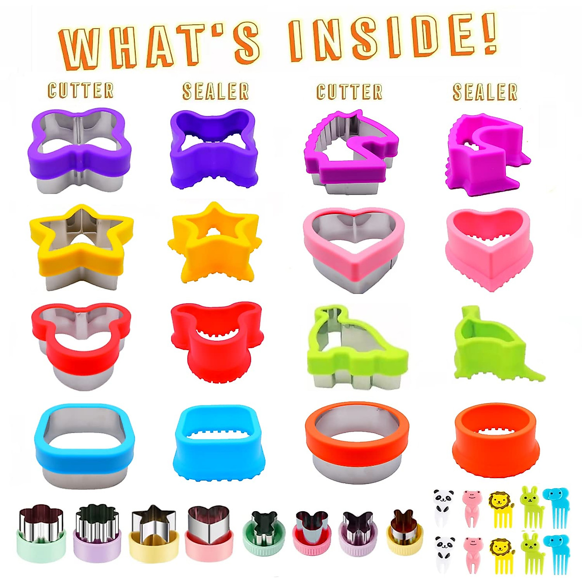 Sandwich Cutter for Kids, BANIC 26pcs Sandwich Cutter and Sealer Set, Uncrustables Maker,Crustless Sandwich Cutter Shapes for Girls Boys, Lunch & Bento Box Accessories,Bread Cookie Cutters for kids