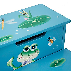 Fantasy Fields - Froggy Thematic Kids Wooden Step Stool with Storage | Imagination Inspiring Hand Crafted & Hand Painted Details Non-Toxic, Water-Based Paint