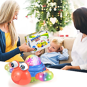 Hymaz Crawling Toys Crab & Turtle & Fish, Baby Toys for Toddlers, Infant Interactive Walking Dancing Animal Toys with Music Sounds & Lights- Learning Educational Montessori Infant Toys(Tortoise)