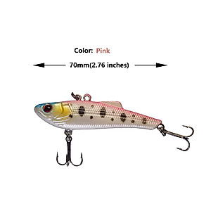 DAIMOUTH 5pcs 70mm Fishing Lures Lifelike Vibe Blade Bait for Bass & Trout, Lipless Crankbait, Bionic Fishing Gear for Freshwater Saltwater,Fishing Tackle Accessory Box (Green)