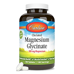 Carlson Chelated Magnesium 200mg, 180 Tablets