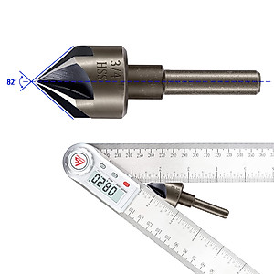 5-Piece HSS Countersink Drill Bit Set for Wood and Metal - 82 Degree 5 Flute High Speed Steel with 6mm Hex Shank - Sizes 1/4'' to 3/4'' - Includes Bit Case