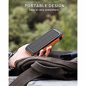 Solar Charger 26800mAh Power Bank: Hiluckey 3A USB C Fast Charging Portable Phone Charger Camping External Battery Pack with 3 Outputs for iPhone Samsung Tablet