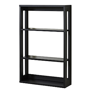 Zenna Home Wall Shelf, Black 4-Tier Organizer – Space-Saving Wall-Mounted Storage with Open Shelves for Towels, Toiletries, or Kitchen Essentials, Ideal for Bathroom, Kitchen, or Small Areas